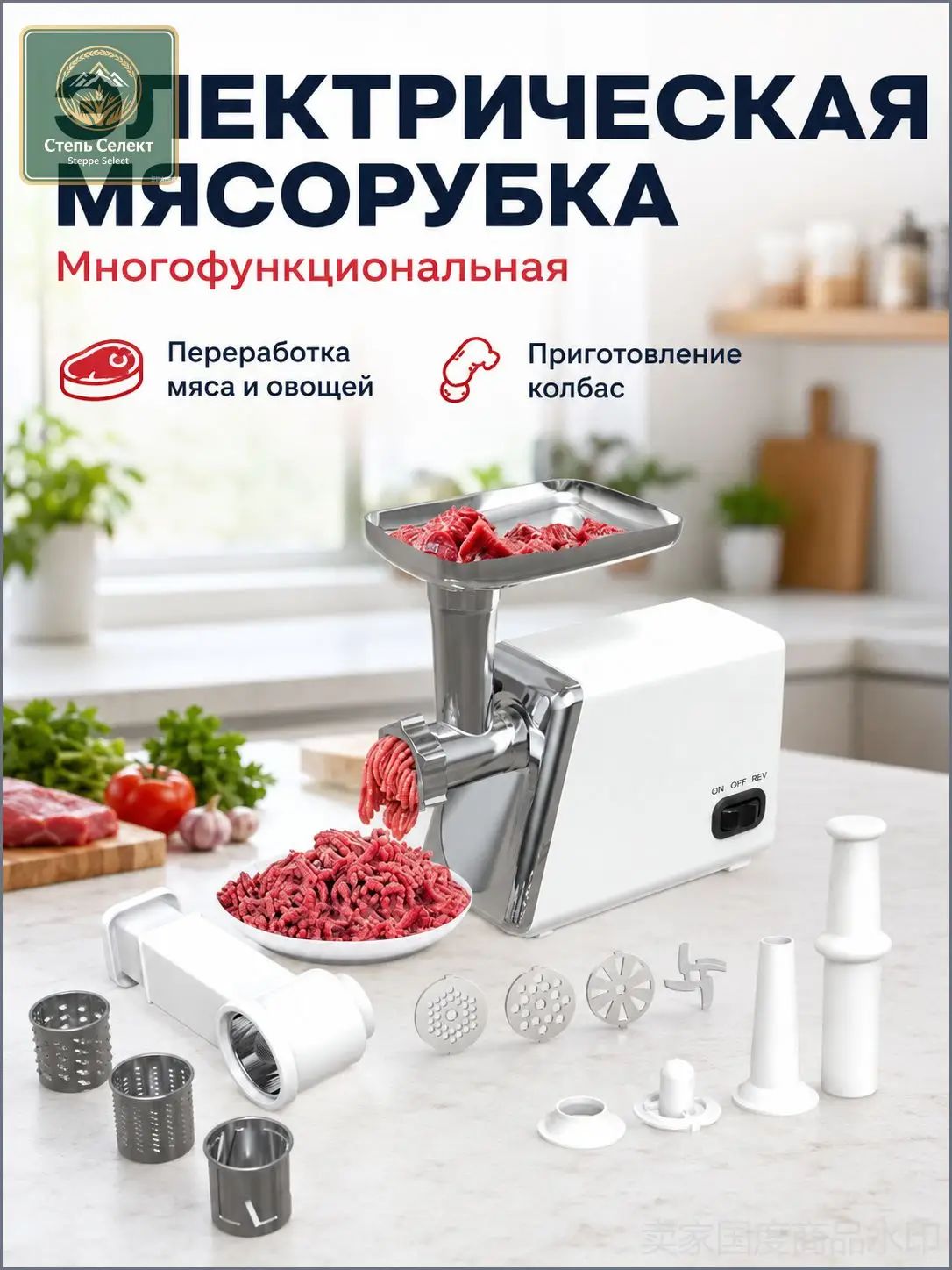 Электрическая мясорубка, многофункциональная, 300 Вт, 110-240 В, для домашней кухни, для приготовления колбасы и нарезки овощей