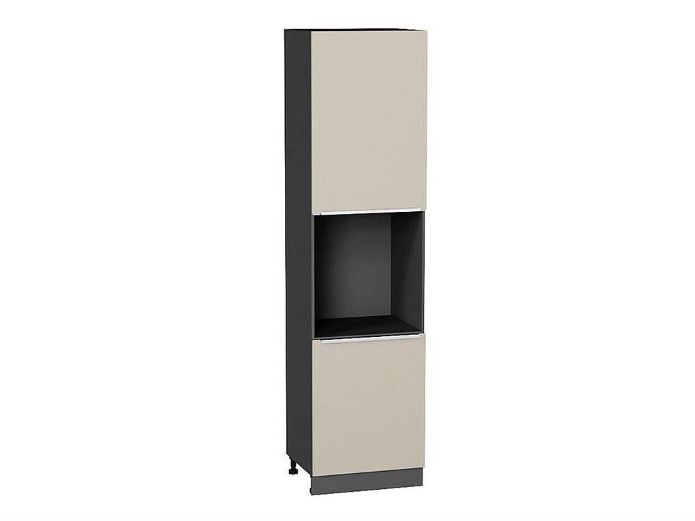 VVT Шкаф пенал с 2-мя дверцами под технику Фьюжн Graphite, Cream Silk, 2340 В*Ш*Г 2336*600*576, фасад МДФ Cream Silk, корпус Graphite Cream Silk