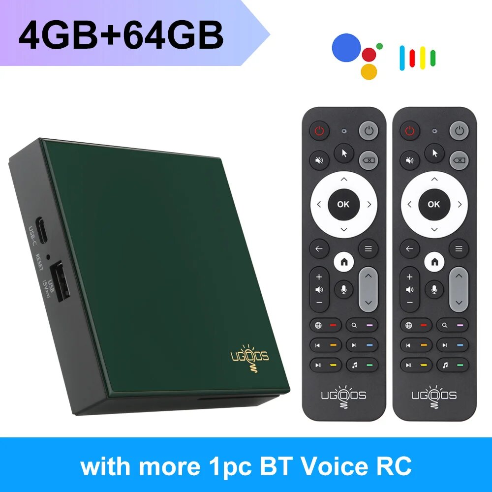 UGOOS SK4/SK4 Pro Android 14 ТВ-бокс 4/64 ГБ Черный, Европейская вилка (EU Plug), SK4 Pro BT RC