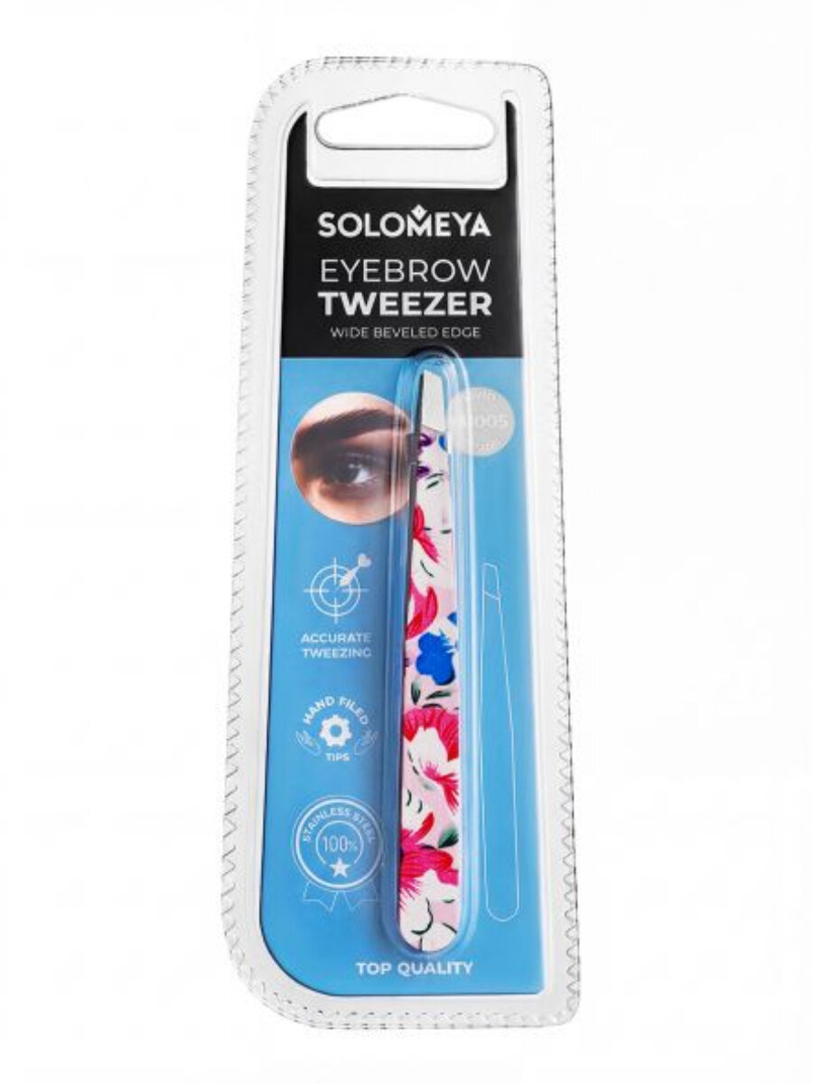 Пинцет для бровей со скошенным краем в дизайне Solomeya Eyebrow tweezer with a wide beveled edge in design, 1 шт.