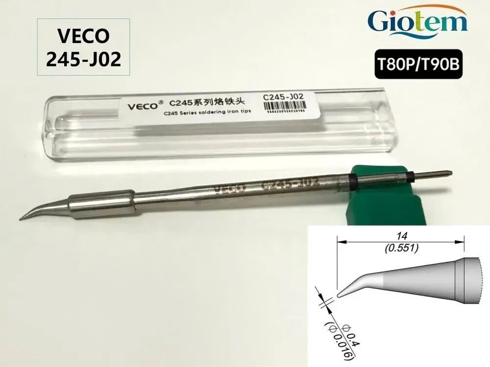 VECO Бессвинцовое паяльное жало C245-J02 Совместимая рукоятка сварочного сопла C245, быстрый нагрев, 1 предметов