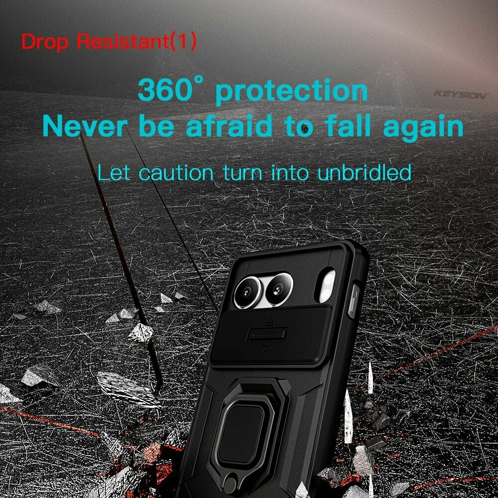 Противоударный чехол KEYSION для OnePlus Nord 4, защитное кольцо для объектива камеры, подставка, чехол для телефона 1+ Nord 4 5G.