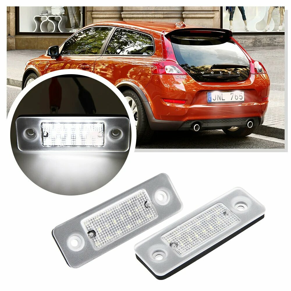 2 шт. светодиодный ные номерные знаки лампы для Volvo C30 2008-2013 белая Светодиодный ная автомобильная лампа OEM #:31213991