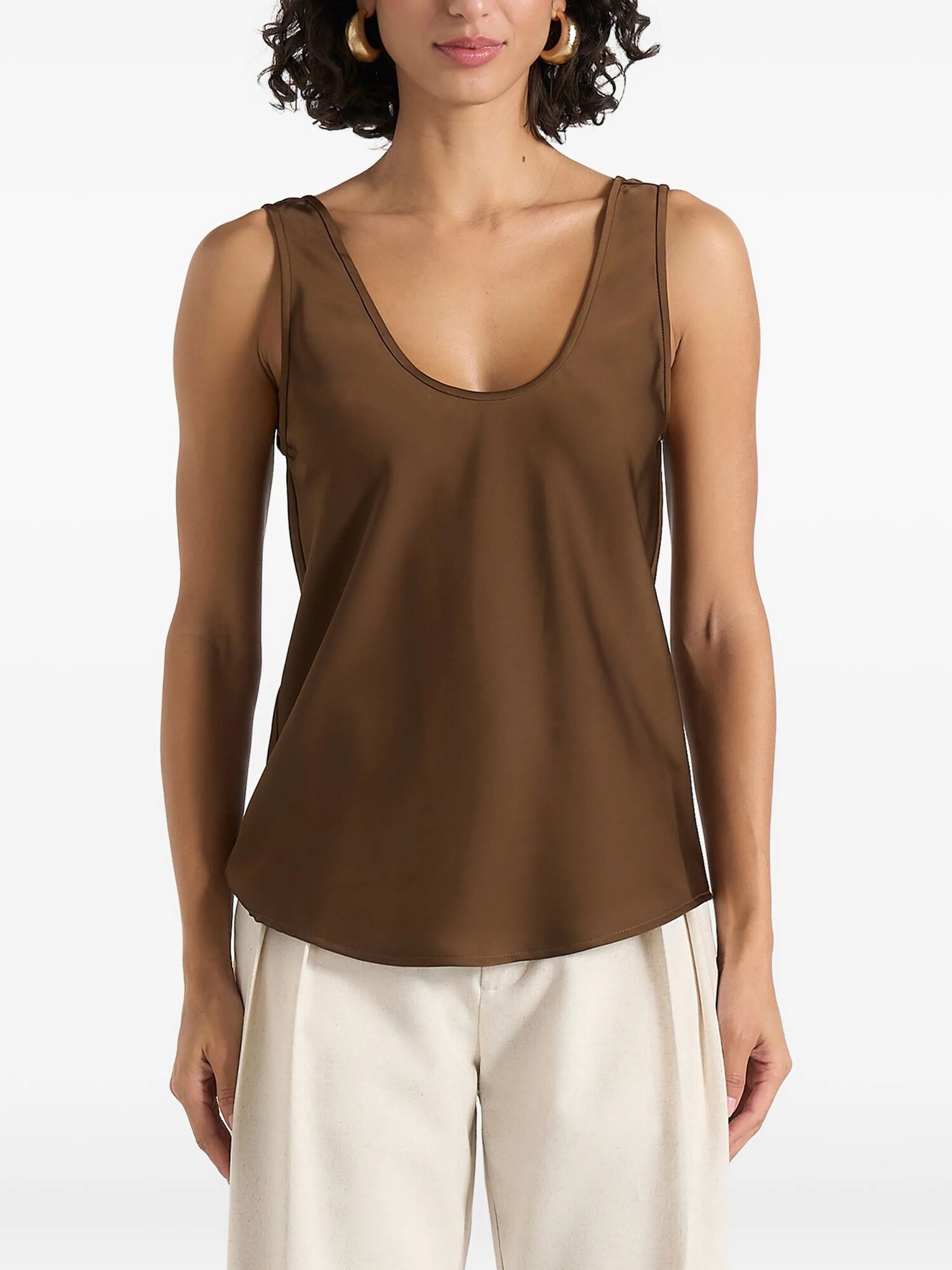 Топ Mathilda satin scoop-neck open-back tank top