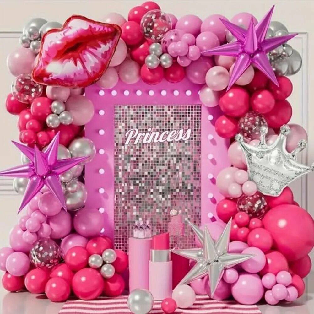 Воздушные шары розовые Barbie Princess для детского дня рождения, набор шаров для фото зоны, декор комнаты