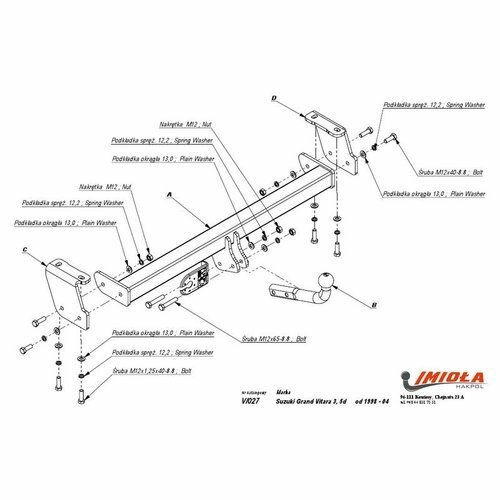 Фаркоп TOYOTA (COROLLA Verso (R1)) IMIOLA V027