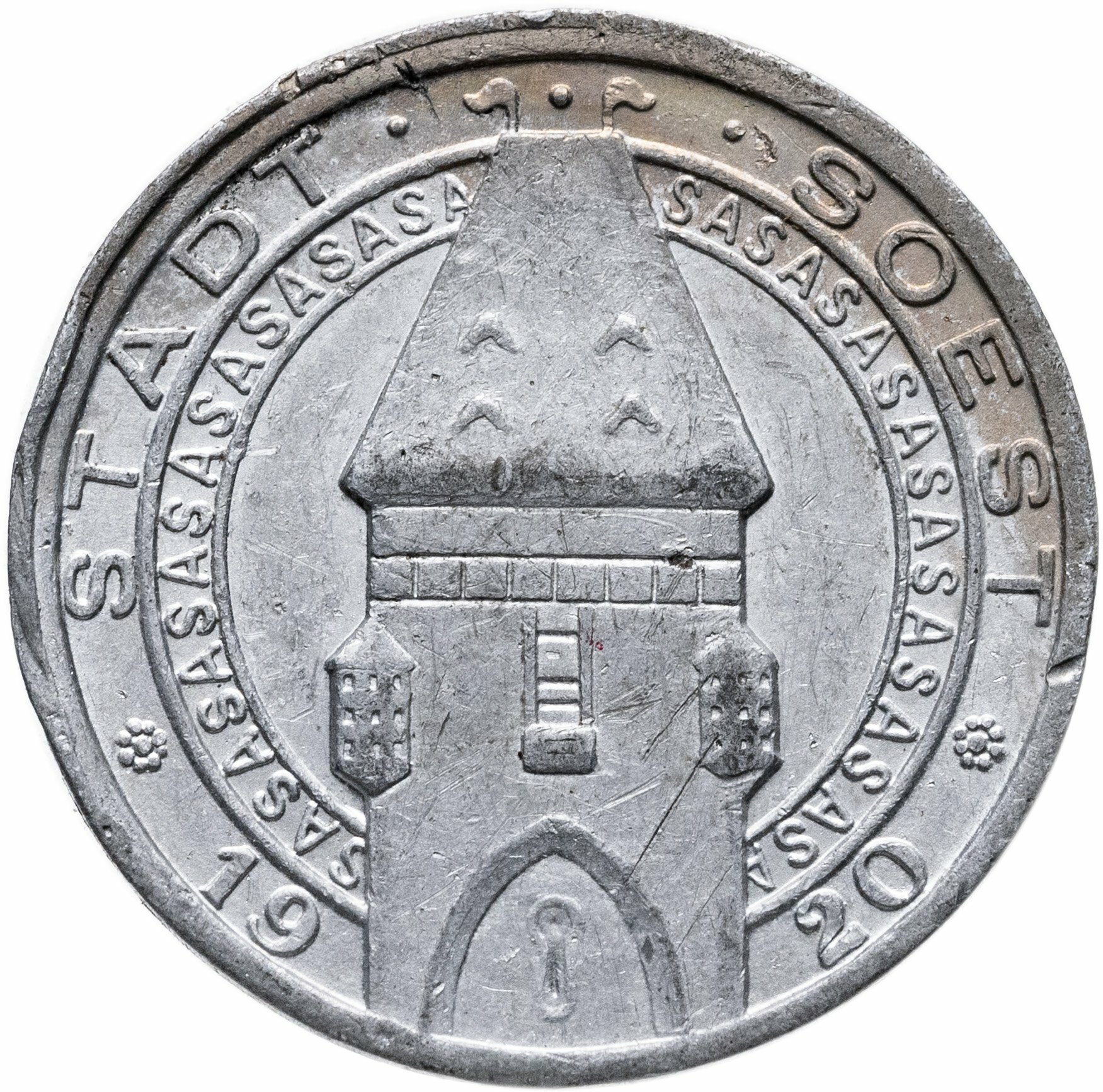 Германия "Зост" 25 пфеннигов 1920 нотгельд, Алюминий, в сохранности XF