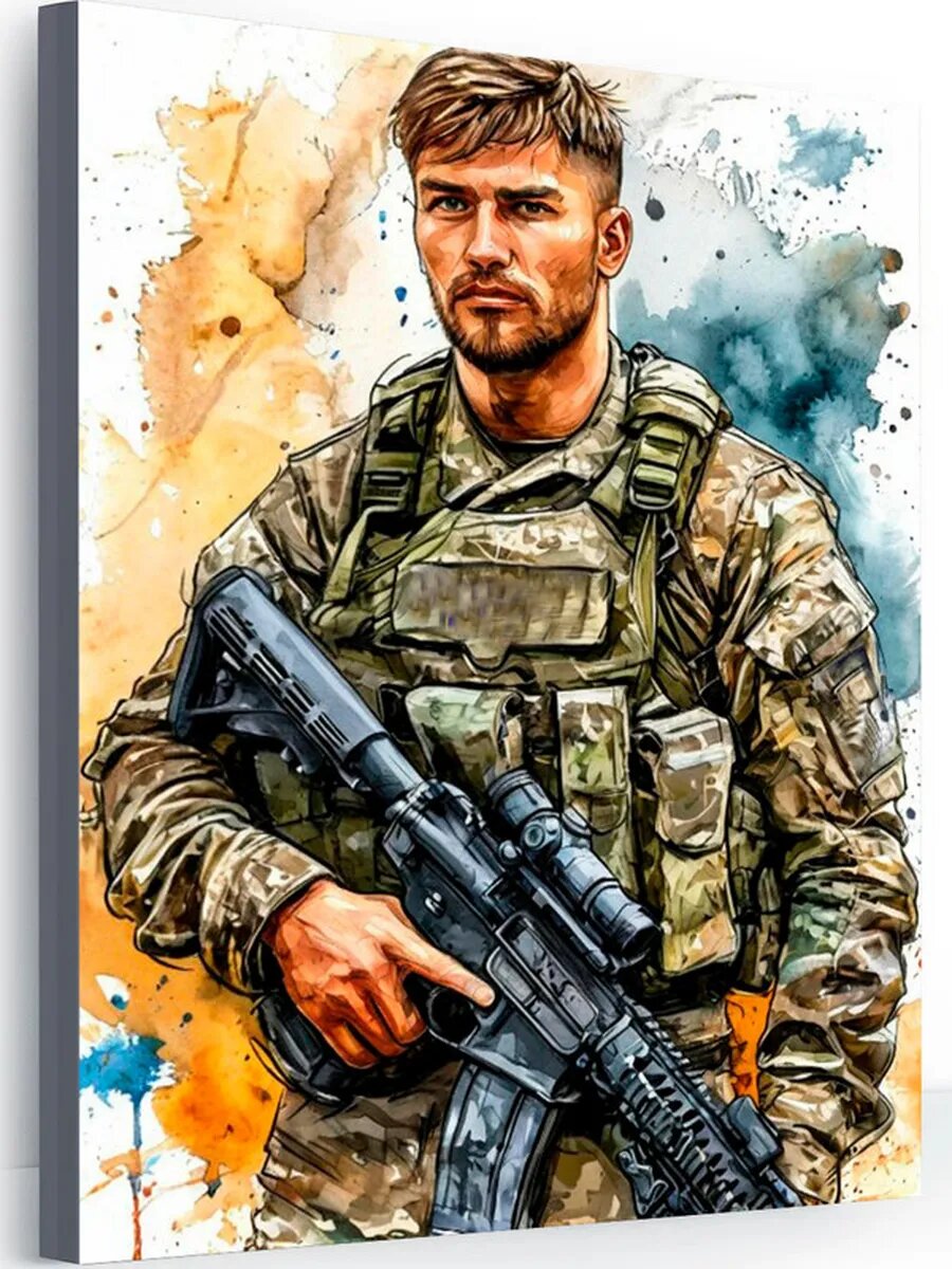 Картина на стену для интерьера "Военный", на подрамнике, 40 x 50 см