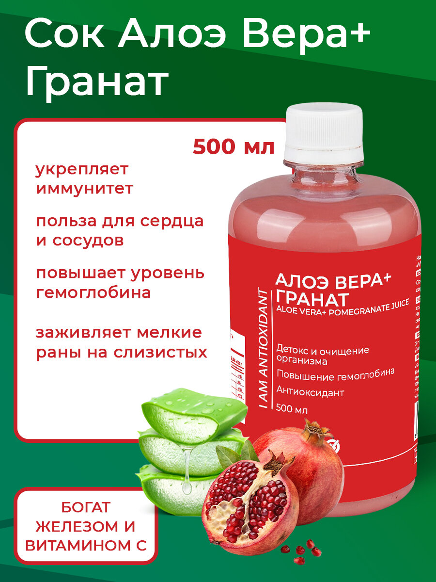 Напиток сокосодержащий алоэ вера + гранат I am Antioxidant Vitro Naturals 500 мл