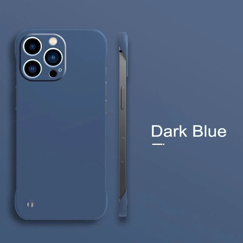 Ультратонкий безрамный чехол для телефона iPhone 15 14 12 13 11 Айфон 15 Про Макс, Синий, Dark Blue
