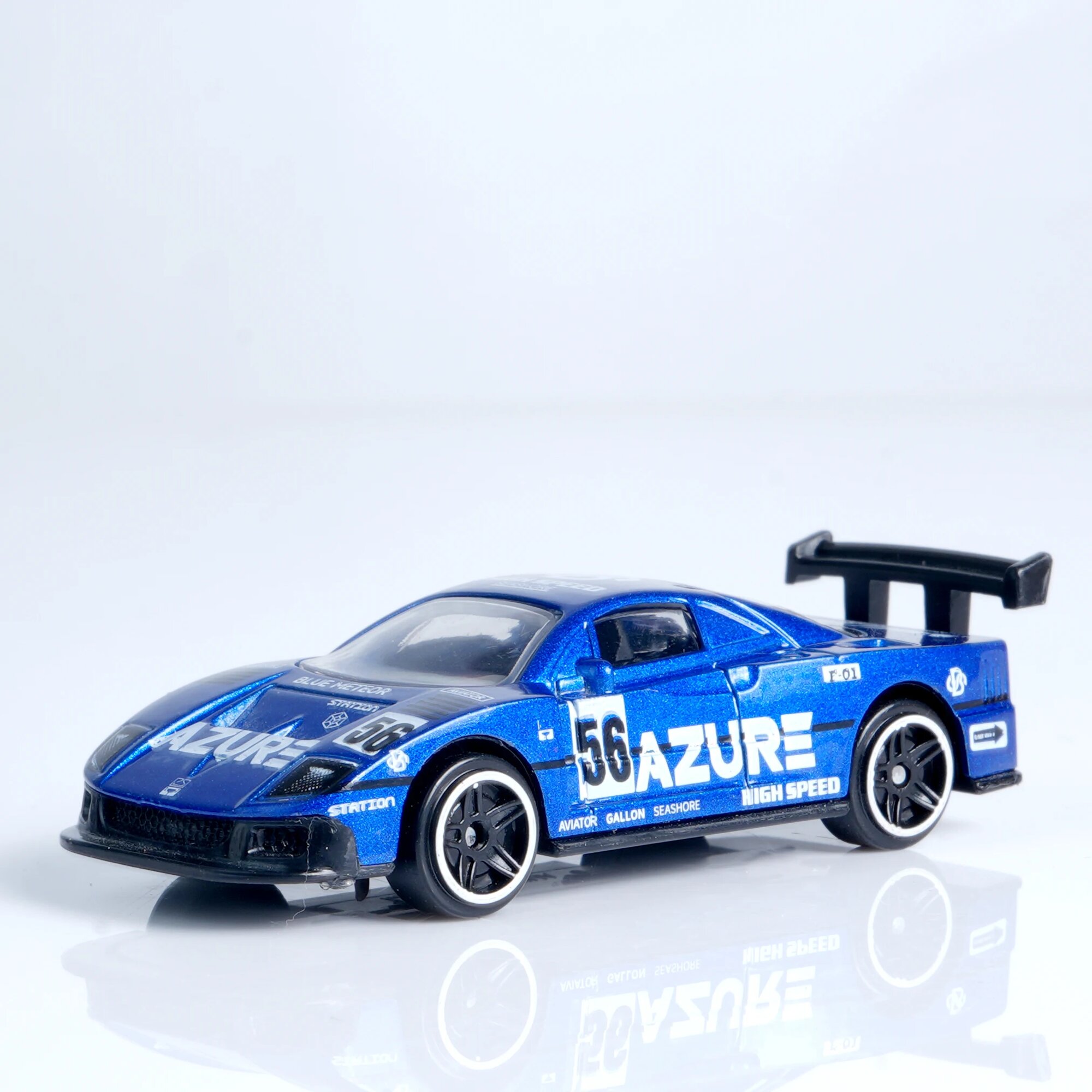 Миниатюрная Модель Гоночного Автомобиля Из Литого Металла, Масштаб 1:64, С Эффектом Синего Пламени, Из Металлического Сплава