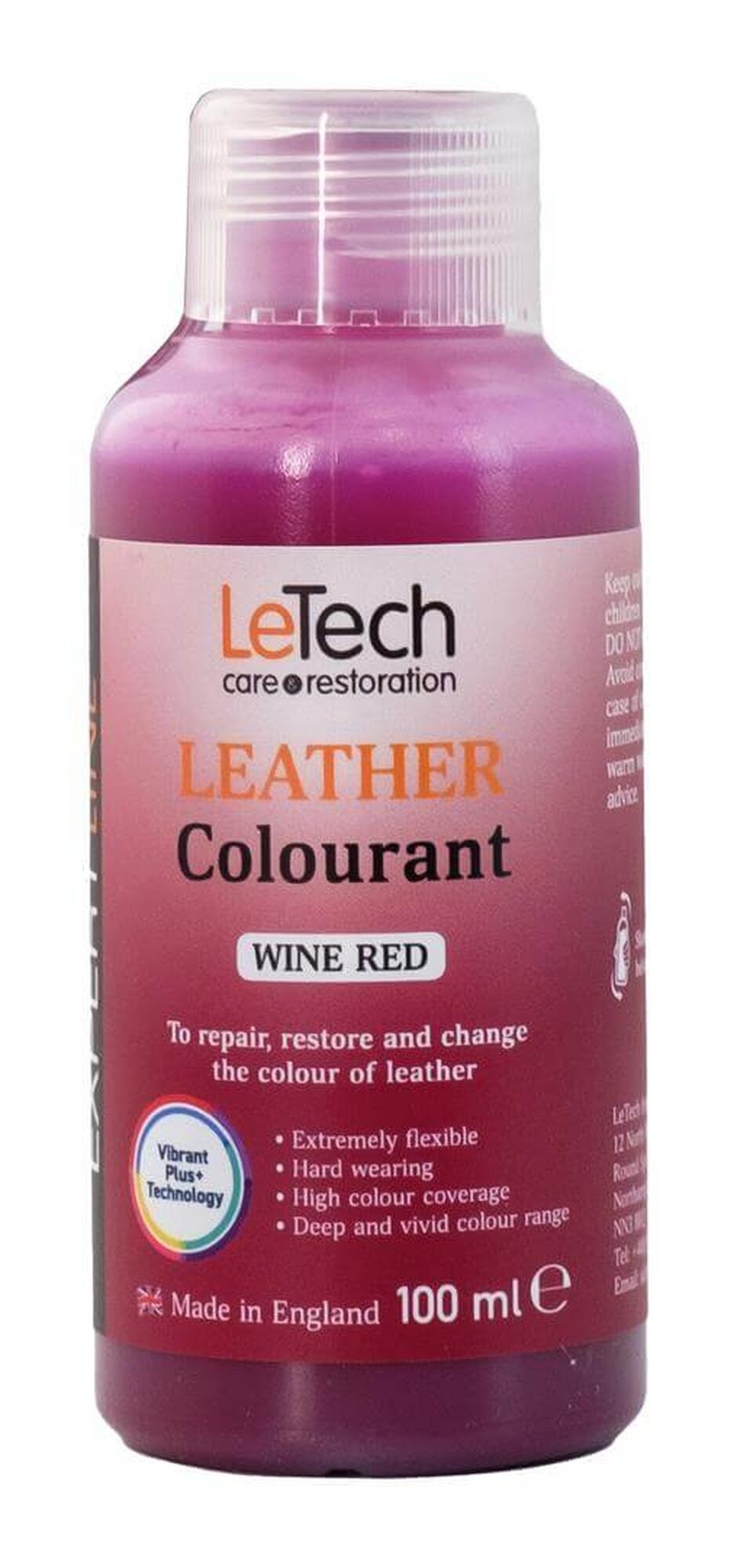 Краска для кожи LeTech Leather Colourant Wine Red EXPERT LINE, 100 мл