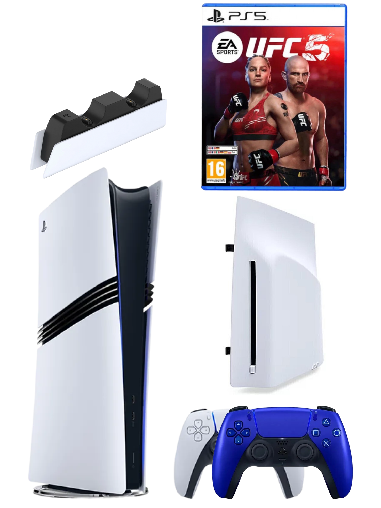 Игровая приставка Sony PS 5 Pro Digital Edition+Зарядная станция+ Дисковод +2-ой геймпад+UFC 5 , 2Tb SSD