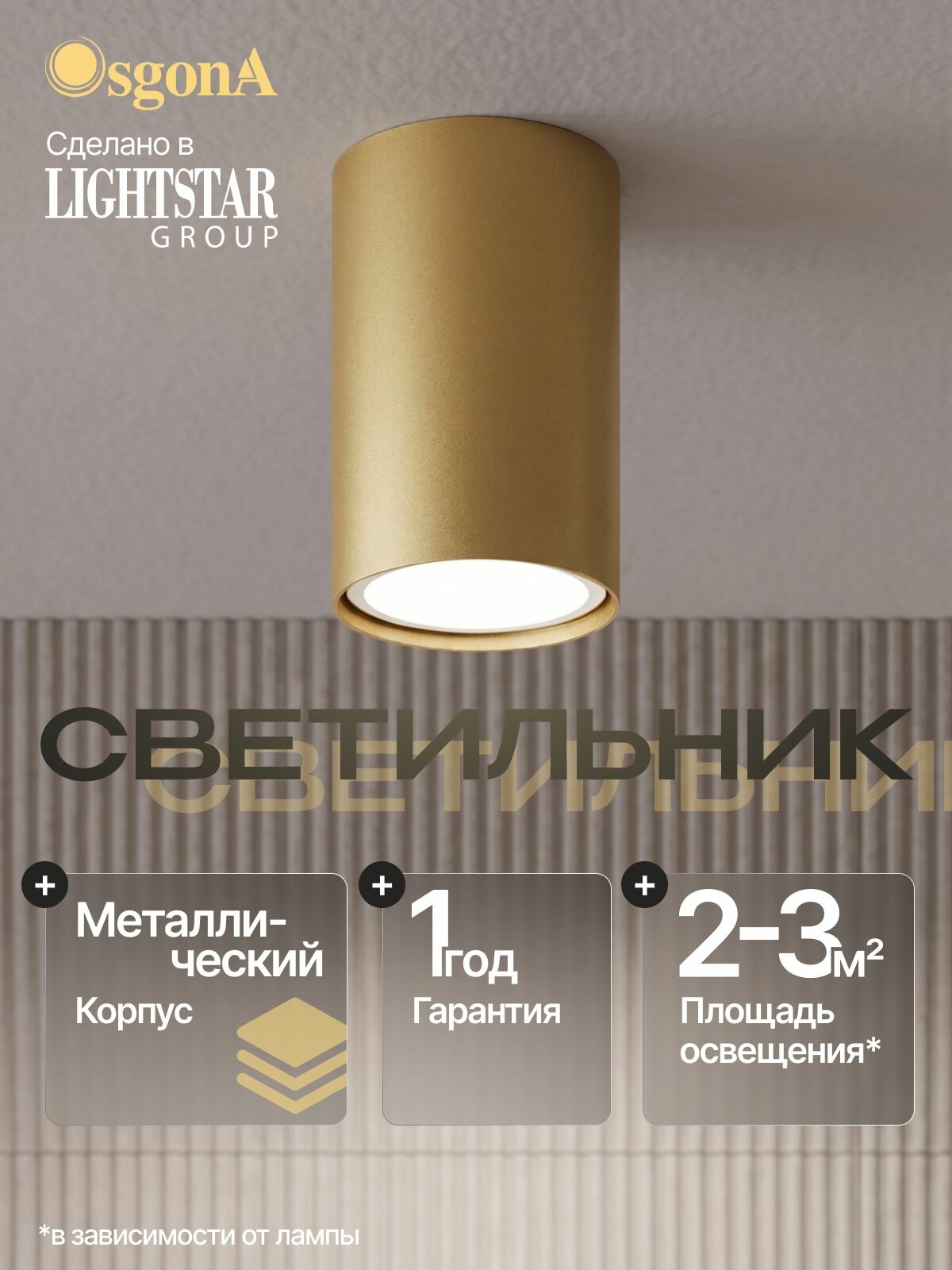 Потолочный светильник Lightstar накладной под лампу 220В GU10 max 12Вт Accia Osgona 020018
