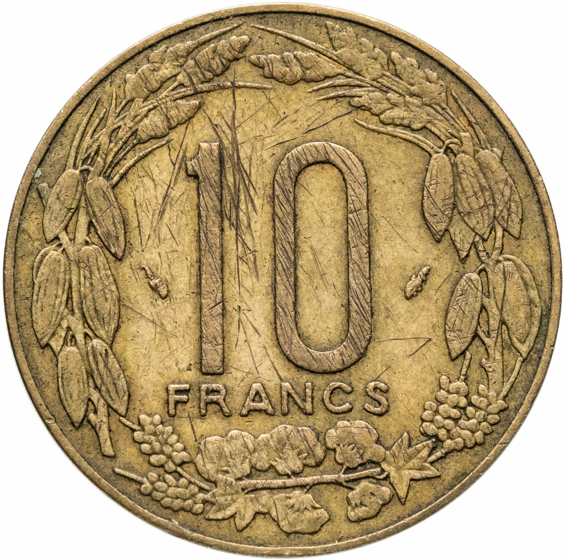 Центральная Африка BEAC 10 франков francs 1980, Бронза, в сохранности VF