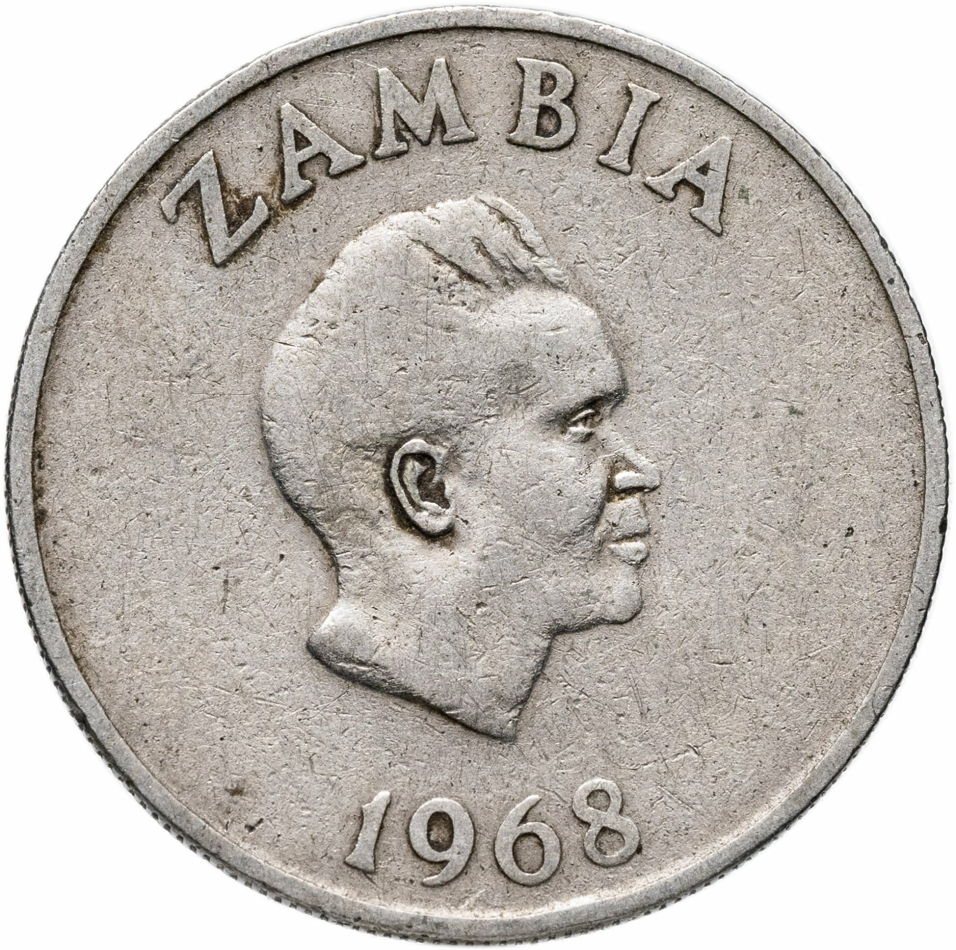 Замбия 10 нгве ngwee 1968, МНЦ медь-никель-цинк, в сохранности VF