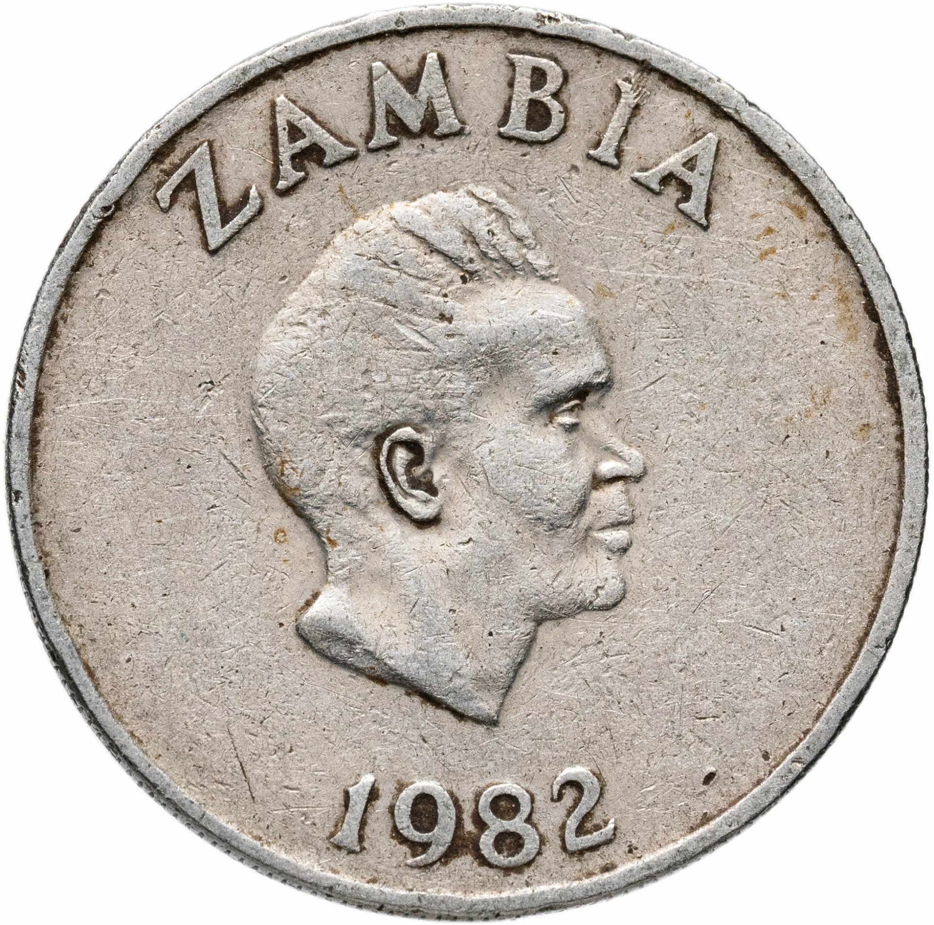 Замбия 10 нгве ngwee 1982, МНЦ медь-никель-цинк, в сохранности VF