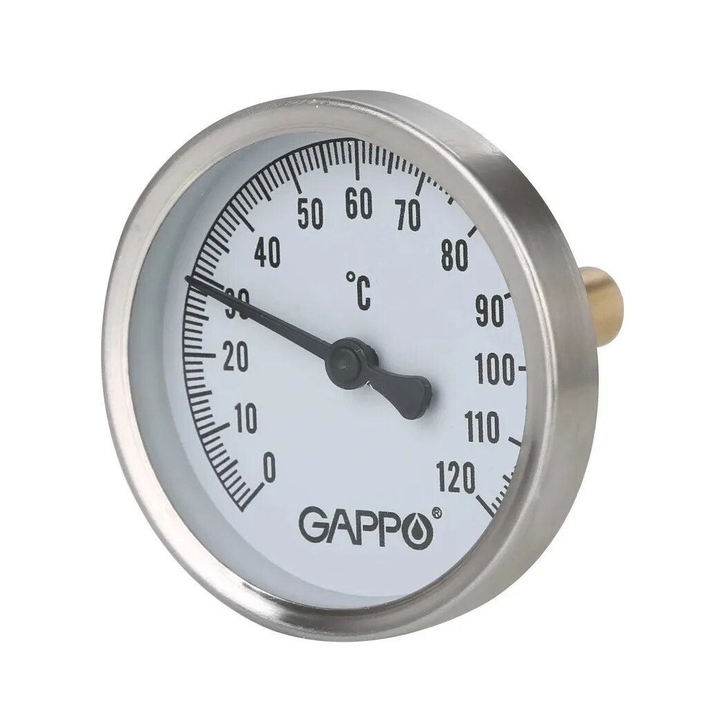 Термометр биметаллический с погружной гильзой Gappo G1474,1/2" x 0-120℃