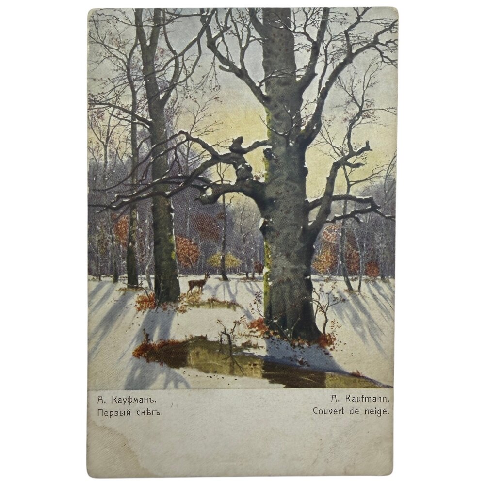 Почтовая открытка "Кауфман - Первый снег" 1900-1914 гг. Ришар, Российская Империя