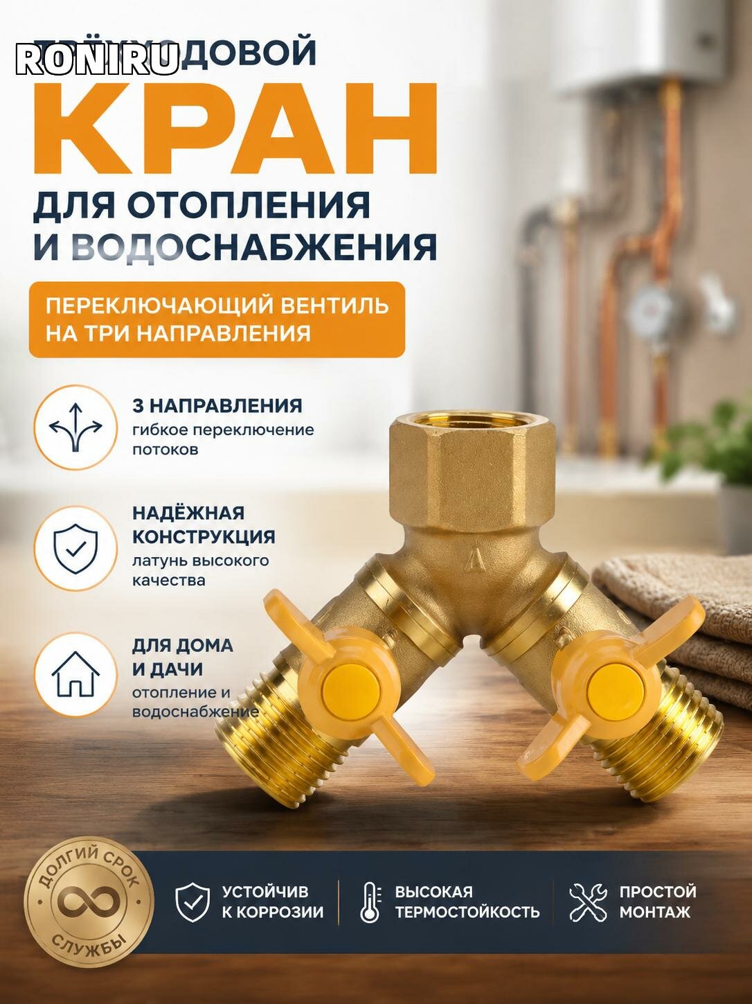 Трёхходовой кран для отопления и водоснабжения — переключающий вентиль на три направления для дома и дачи, удобен