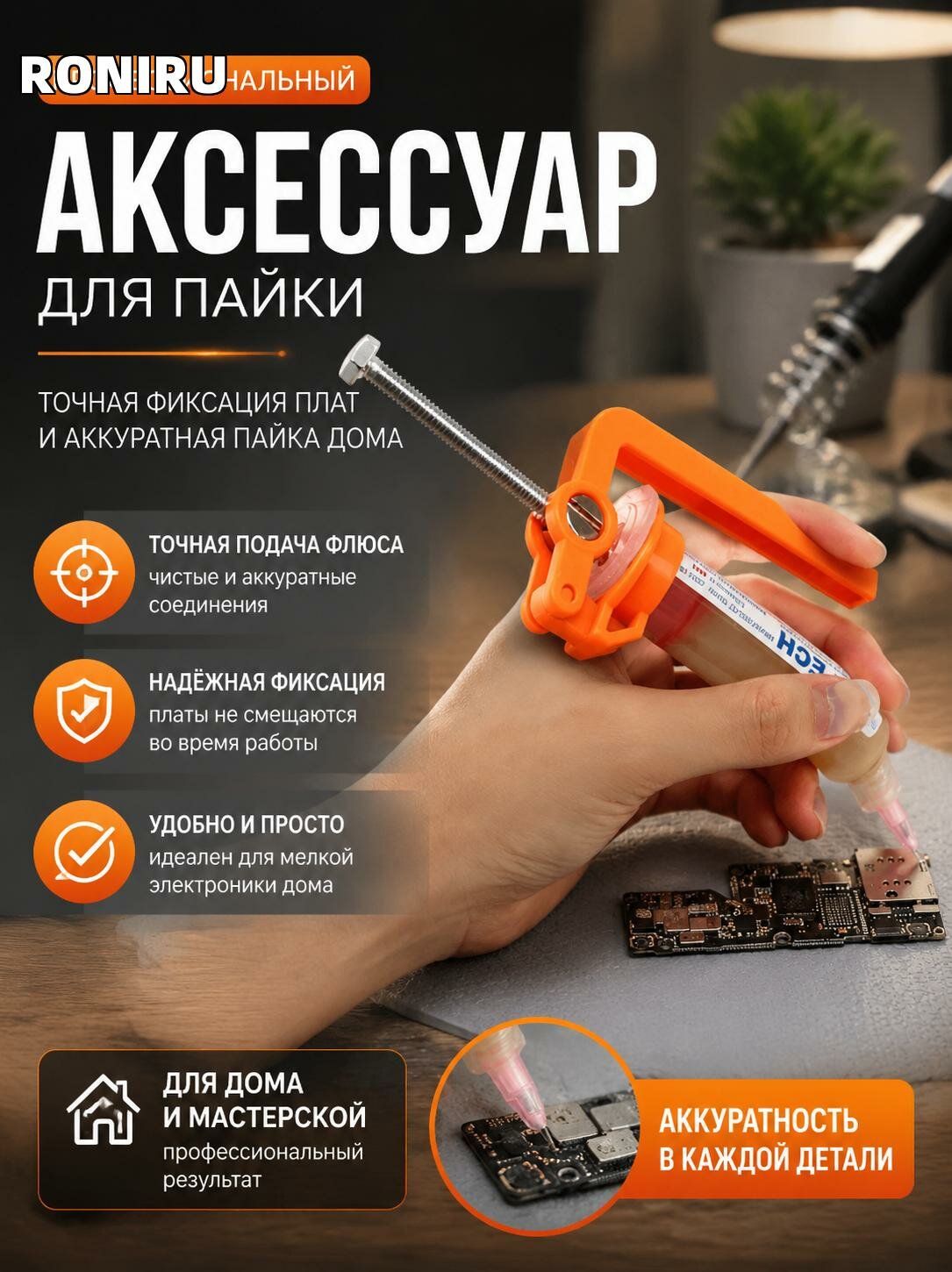 Аксессуар для пайки, набор инструментов для точной фиксации плат и аккуратной пайки мелкой электроники на дому