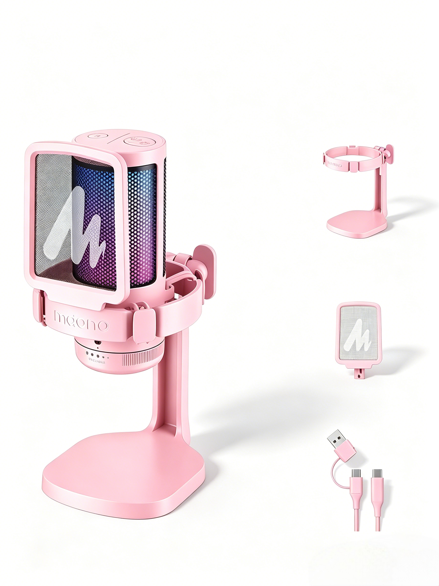 Микрофон Игровой USB микрофон Maono DM20 с RGB подсветкой для стриминга и записи голоса