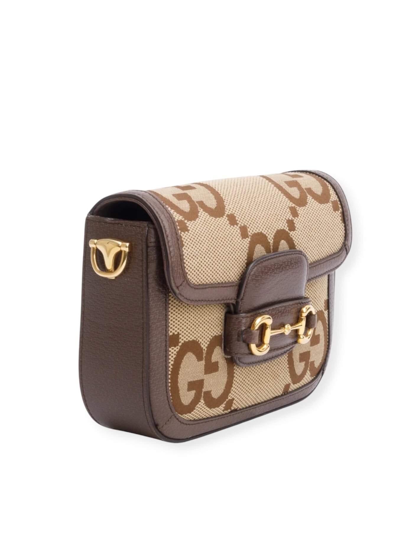 Сумка кросс-боди GUCCI Jumbo Horsebit 1955 Mini, бежевый/коричневый — фото 1