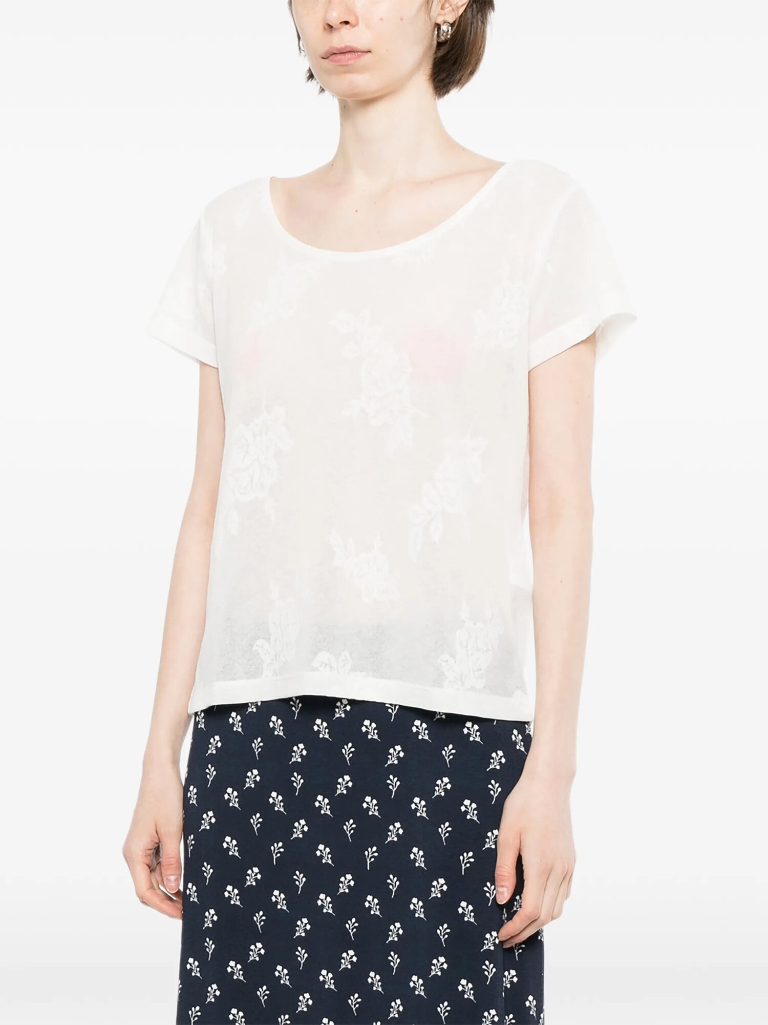 Футболка agnes b. Tamarin T-shirt, размер 42, бежевый/белый — фото 1