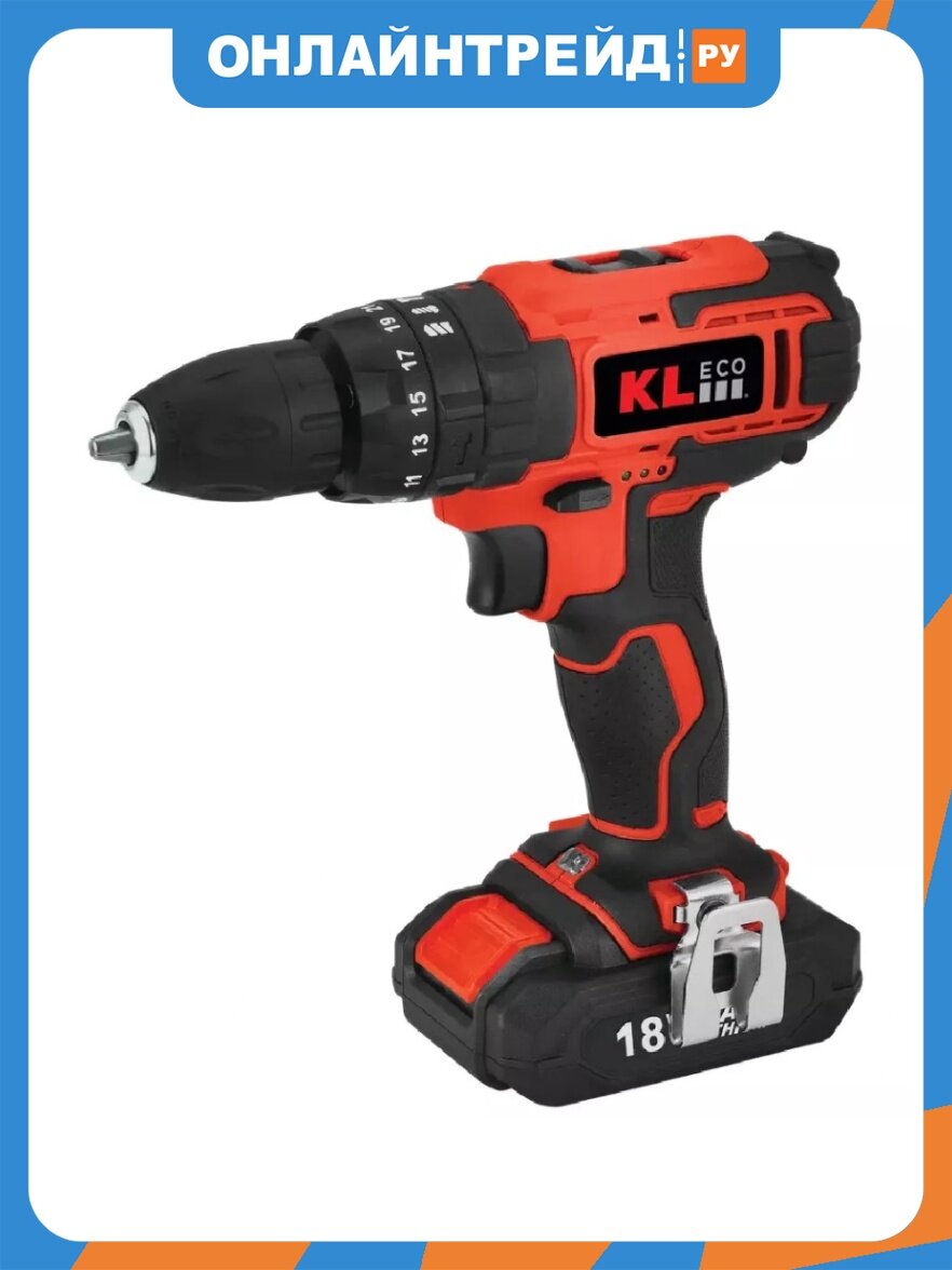 Дрель-шуруповерт аккумуляторная ударная Kleco (18 В / 2 Ач) KE18DM-20DB 12040