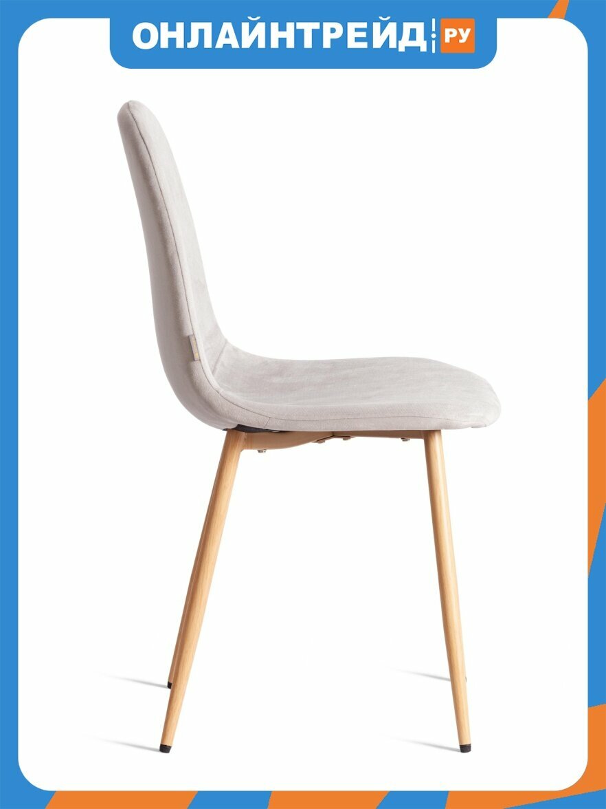 Стул Tetchair BREEZE (mod. JSC-58) / 1 шт. в упаковке Велюр/металл , 44 х 53 х 86 см, Light grey (светло-серый) HLR14 / натуральный