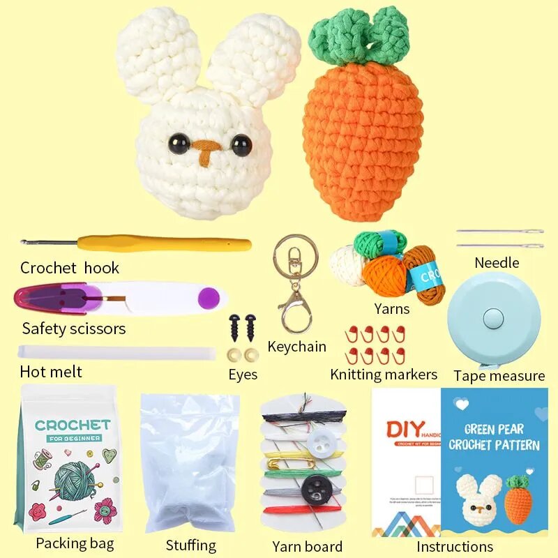 Набор DIY для вязания игрушки крючком, полный комплект для начинающих, материалы для создания милой игрушки, отличный подарок
