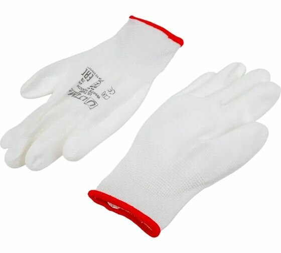 Нейлоновые перчатки с полиуретановым покрытием ULTIMA WHITE TOUCH белые 3 пары
