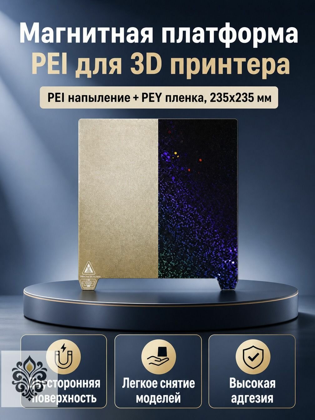 Магнитная пленка для 3D-печати PEI, 235 235 мм, с PEY-пленкой