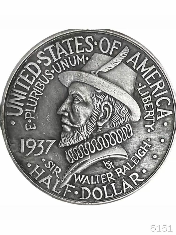 Монета США 1937 года серебряная с изображением Уолтера Рэли половина доллара для коллекции сувенирная