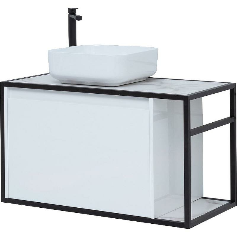 Тумба под раковину Aquanet Nova Lite Loft 90 L 261652 подвесная Белый глянец