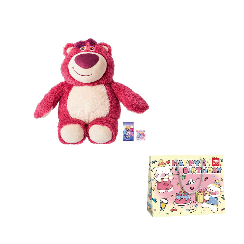 Игрушки из мягкого плюша унисекс MINISO x Disney История игрушек, Lotso Sitting Posture+My Little Pony Card 1 Pack, 20-25 см