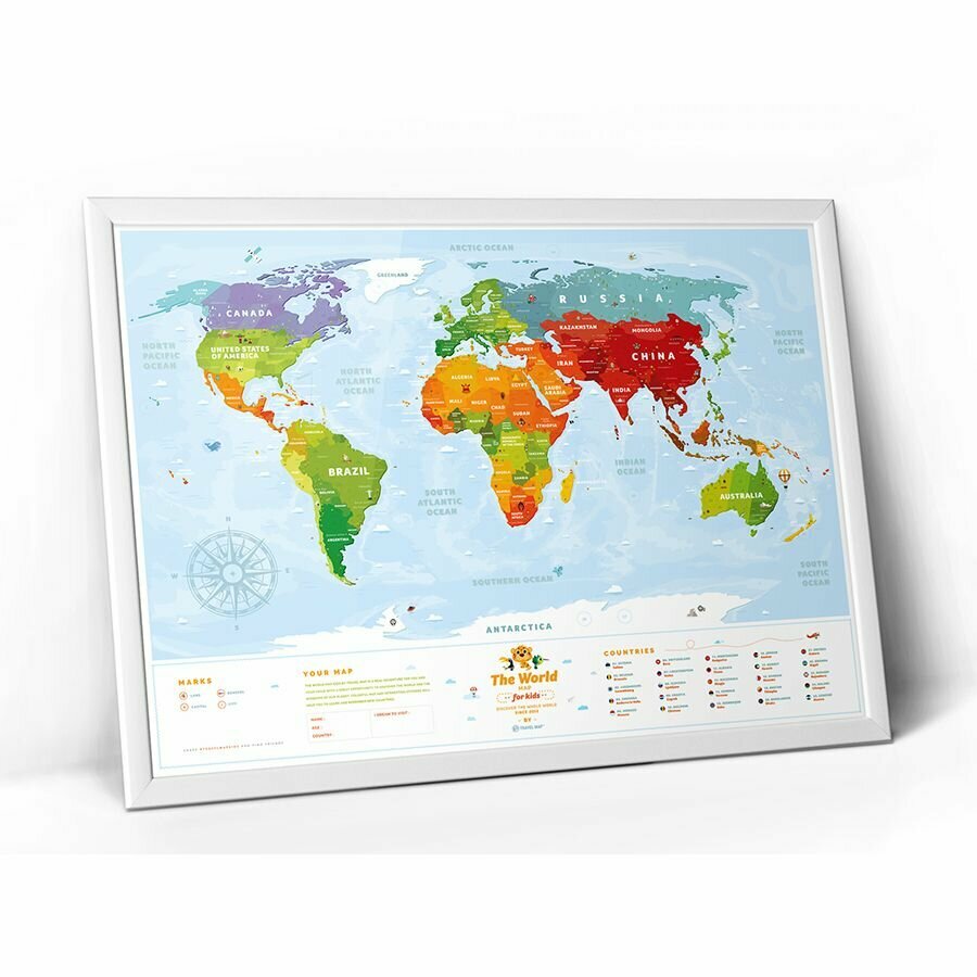 Карта мира Travel Map Kids Animals