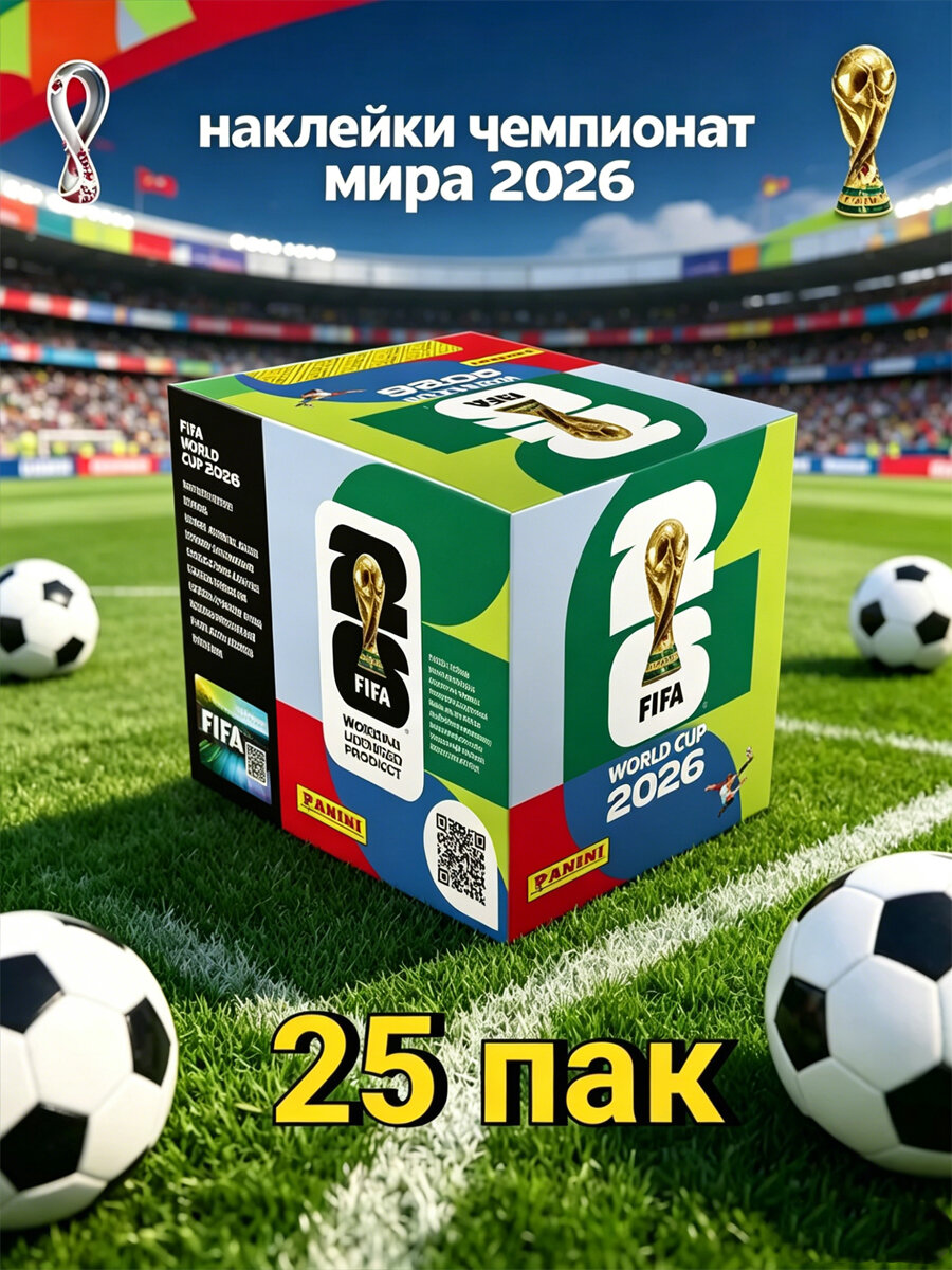 Набор наклеек FIFA WORLD CUP 2026/Чемпионат мира, 25 пак