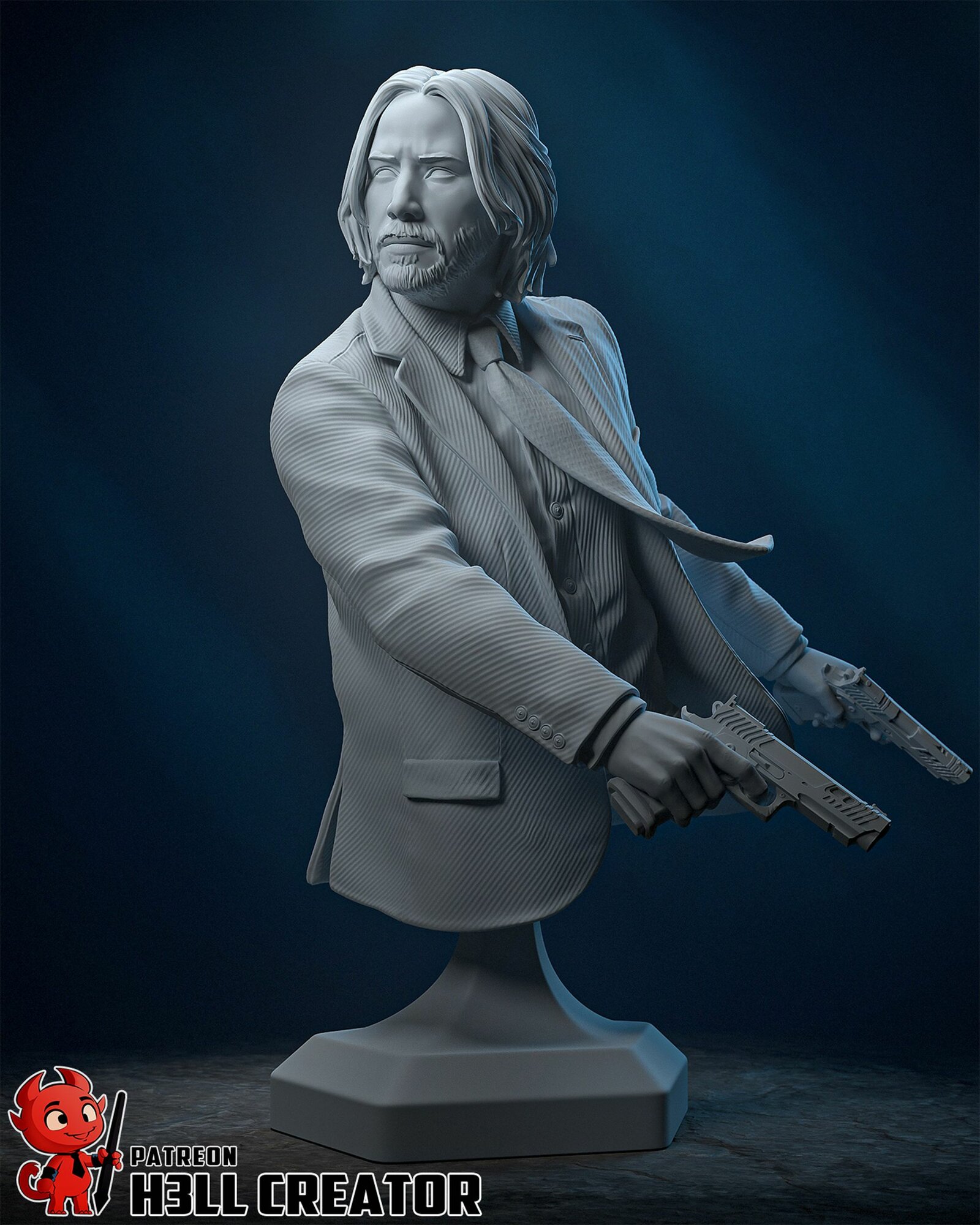 Сборная модель Bust of John Wick (John Wick), бюст, 118мм для покраски