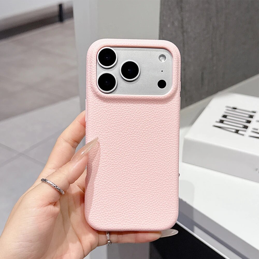 Роскошный деловой кожаный чехол для телефона с текстурой для iPhone iPhone17 Эйр, Розовый, Розовый