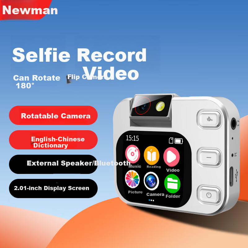 Newsmy B13 Плеер MP3/MP4 с словарем и Bluetooth 5.3, 32 ГБ, портативный аудиорекордер для студентов Цвет：Камера для