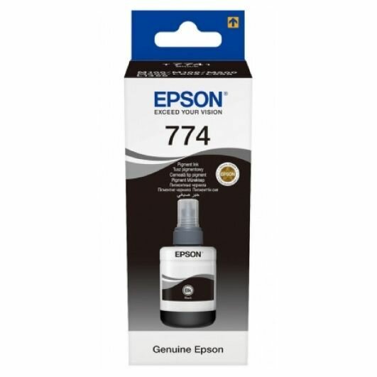 Epson Чернила 774 (C13T77414A), черный, Большой срок годности, оригинал, Черный (black), 1 шт