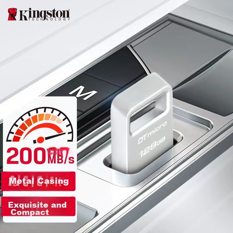 Kingston 128GB USB 3.2 Gen1 металлический мини-флеш-накопитель 200 МБ/с скорость чтения высокая вместимость Ёмкость：128