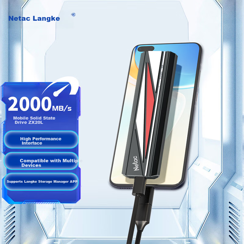 Netac ZX20L 256GB Type-C портативный SSD с протоколом NVMe 2000 МБ/с скорость чтения металлический корпус Цвет：Серия
