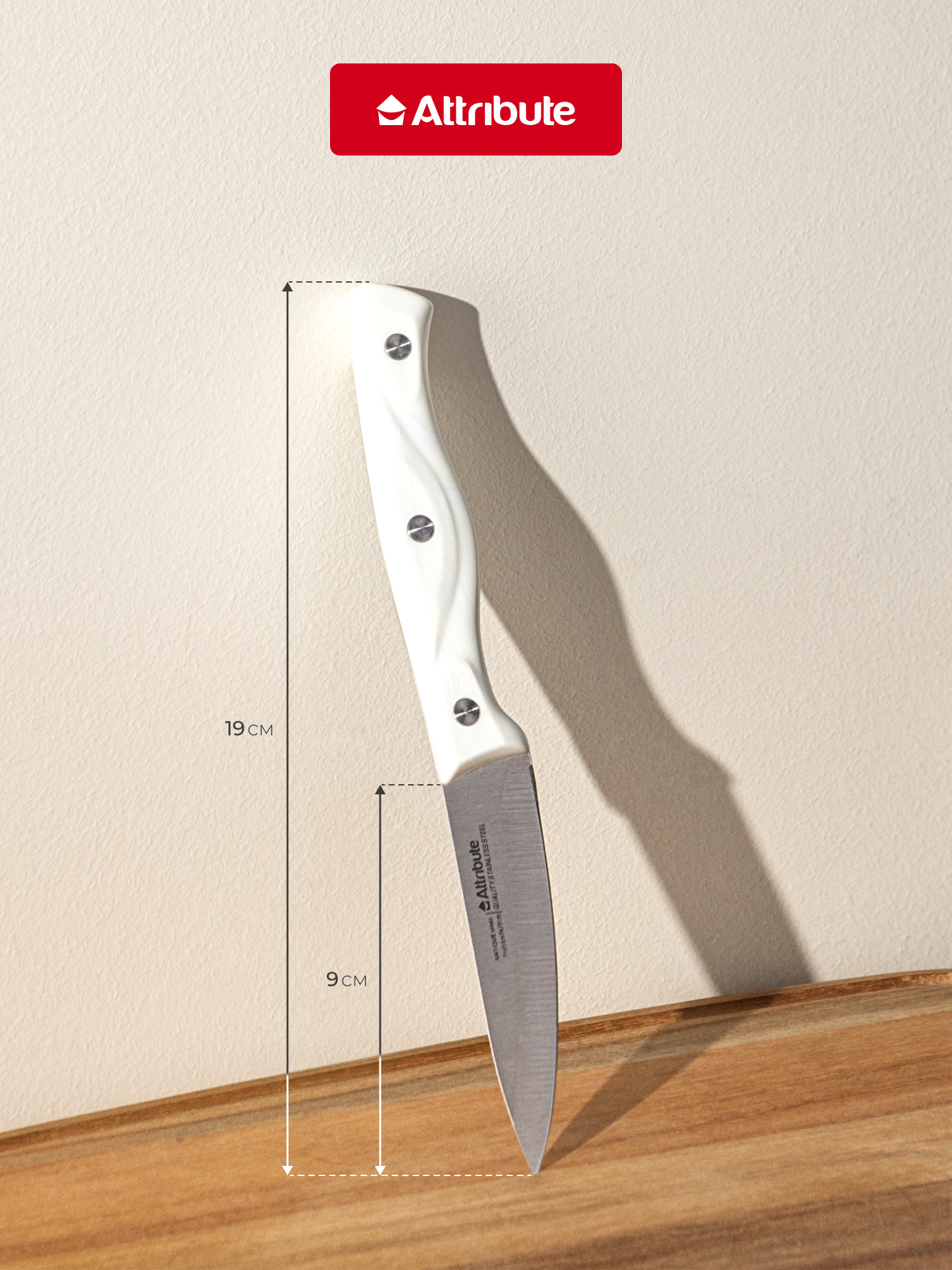 Набор кухонных ножей ATTRIBUTE KNIFE ANTIQUE 3 предмета, нержавеющая сталь/пластик — фото 1