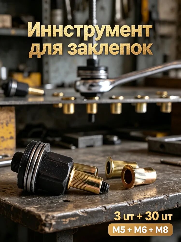 M5+M6+M8/Инструмент для заклепок ручной / Универсальный заклепочник для резьбовых гаек и метизов