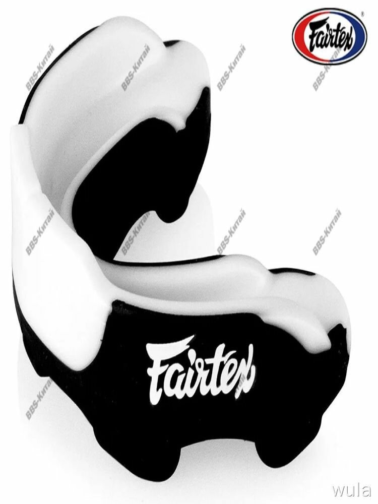 Спортивная капа Fairtex, набор с кейсом, черная/белая, титан, для боя, 1 шт — фото 1