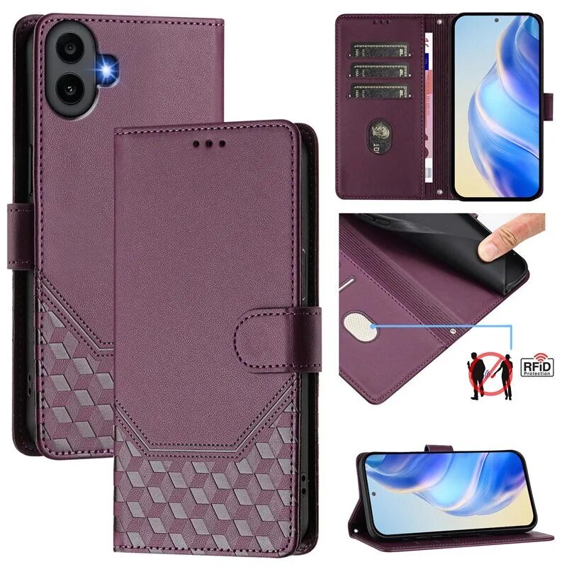 Чехол книжка для Nothing CMF Phone 1 с блокировкой RFID слот карты стенд магнитный кожаный флип складной защитный чехол