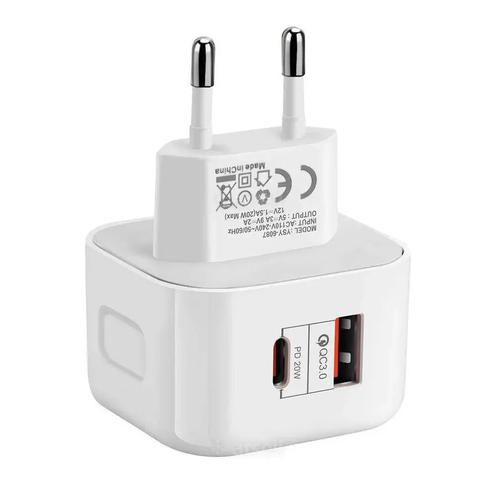 2-портовая вилка PD 40 Вт USB Type C QC3.0, настенное зарядное устройство для быстрой зарядки, адаптер для iPhone 14 13 12 ProMax, вилка для зарядного устройства, аксессуары для телефонов
