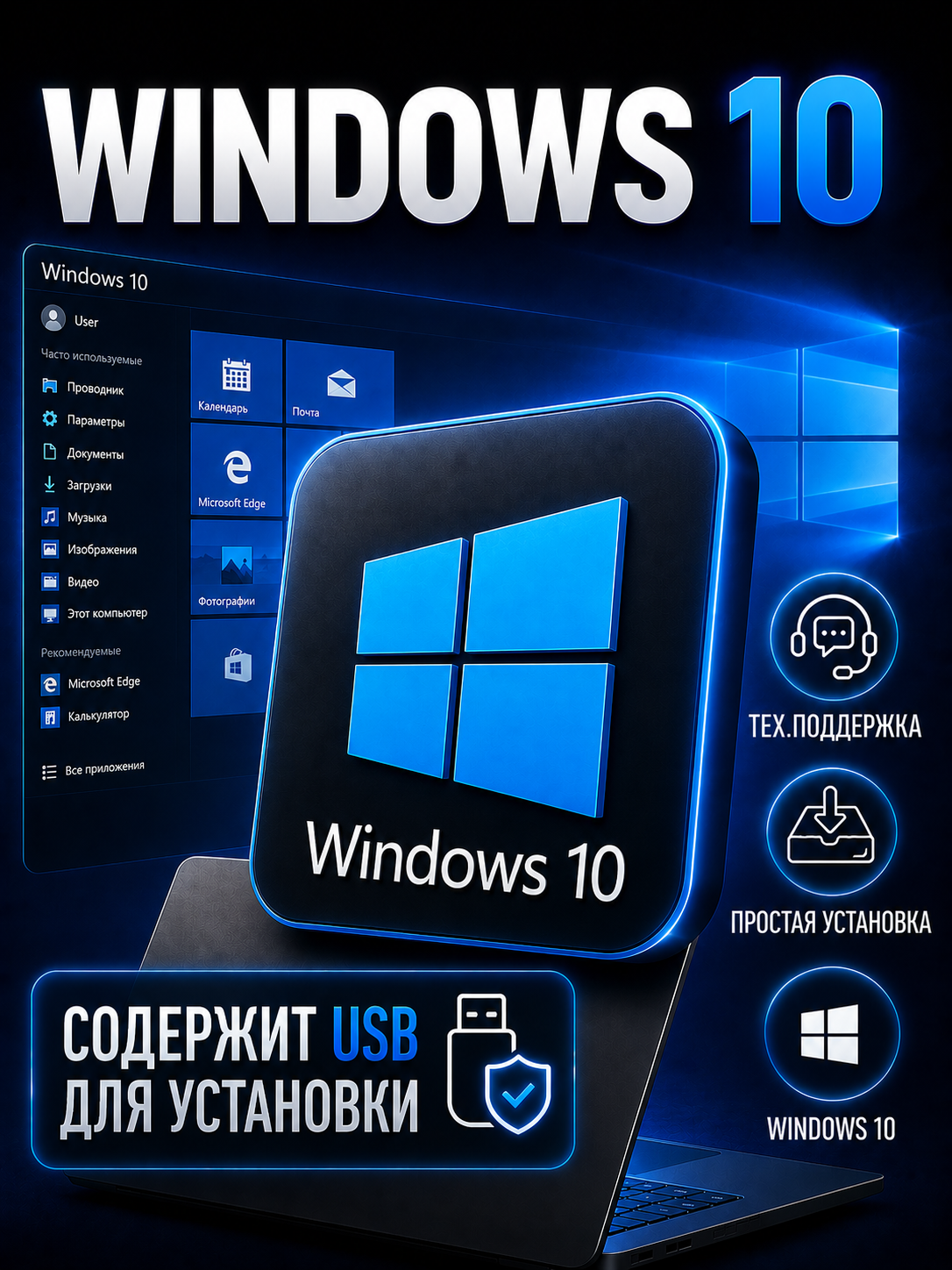 Microsoft Windows 10 Pro | Лицензия на USB-носителе